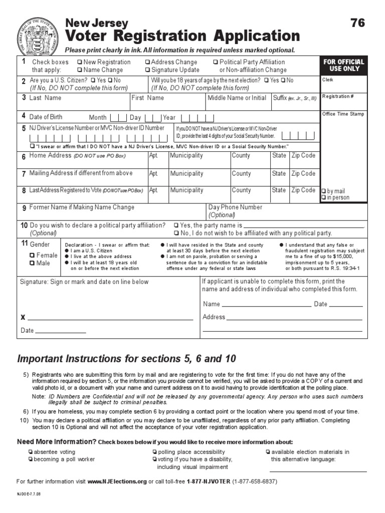 Voter Registration Application | PDF | Voter Registration | Identity ...