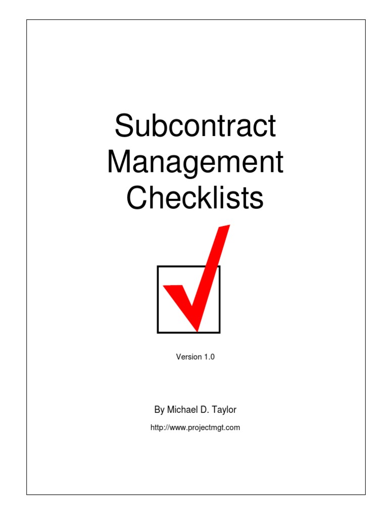 Checklist Subcontracts | PDF | Subcontractor | Business
