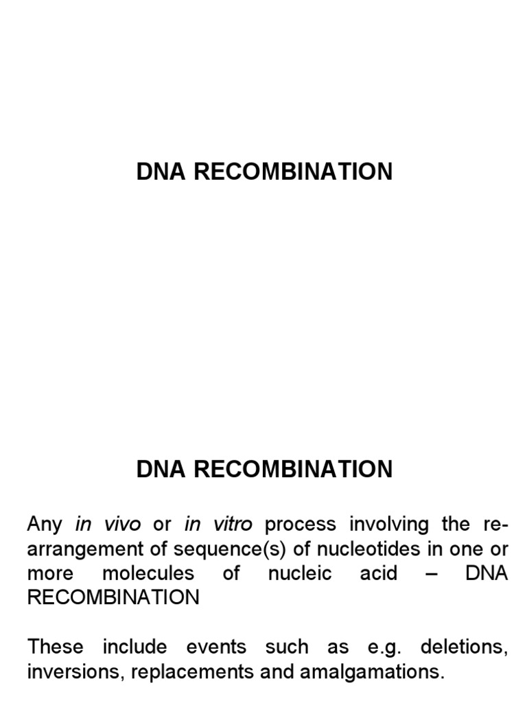 DNA Recombination Mechanisms Explained | PDF | Genetic Recombination | Dna