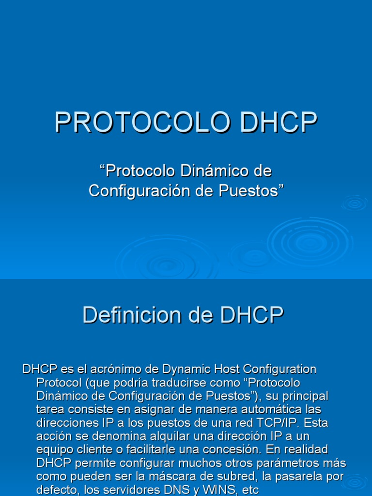 Presentacion Protocolo DHCP | PDF | Dirección IP | Red de computadoras