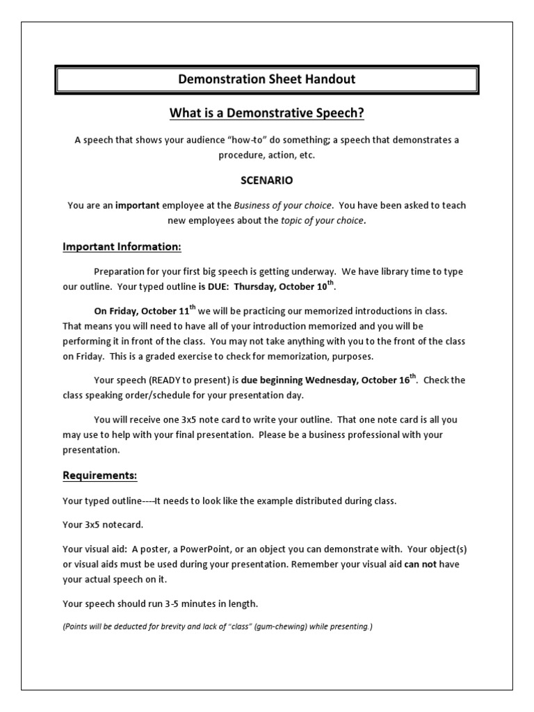 Demonstration Sheet Handout | PDF | Human Communication | Cognitive Science