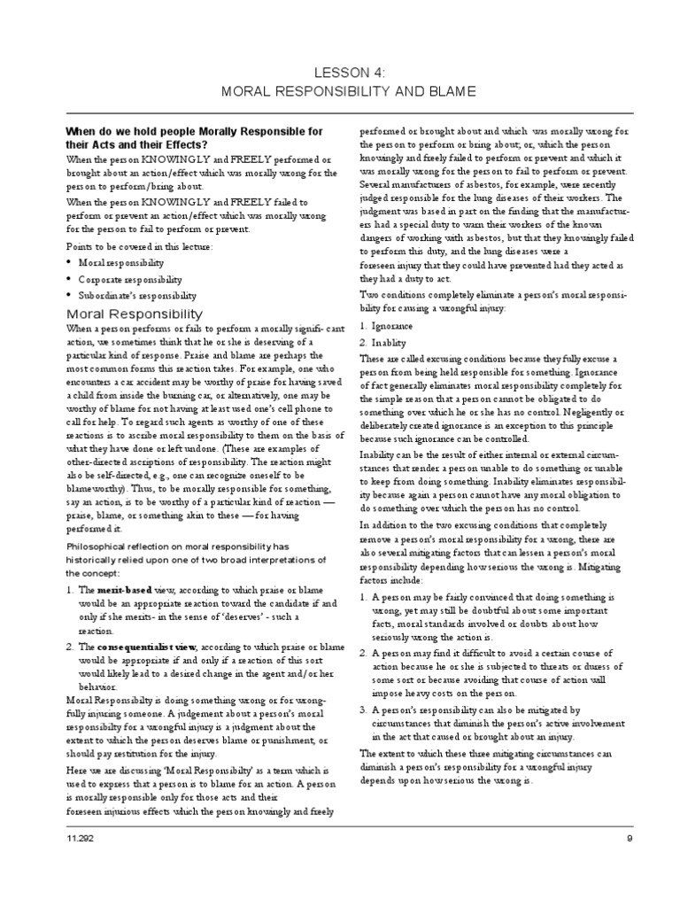 Understanding Moral Responsibility | PDF | Morality | Hierarchy