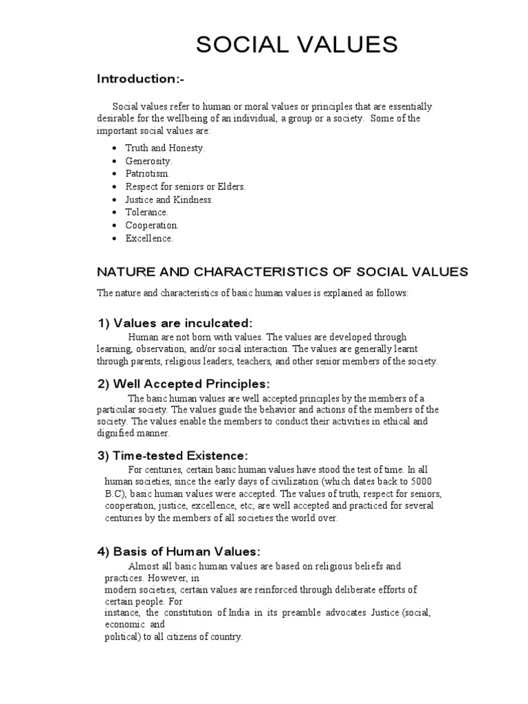 Social Values | Value (Ethics) | Economic Development