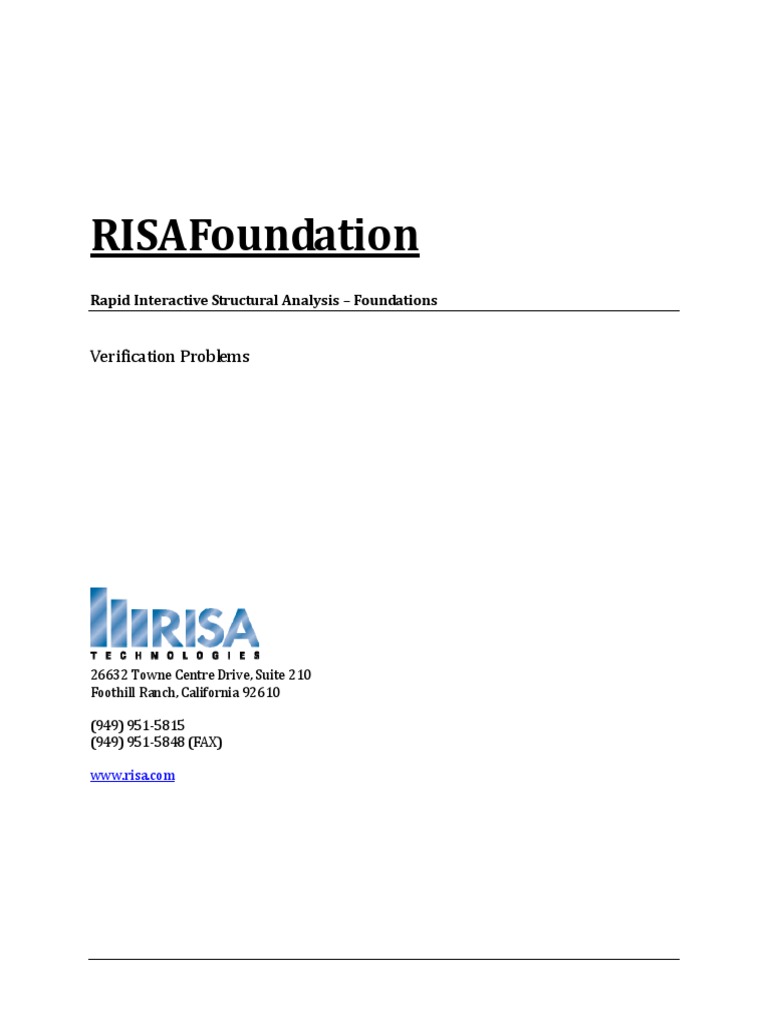 RISA Foundation Verification Problems | PDF | Deep Foundation ...