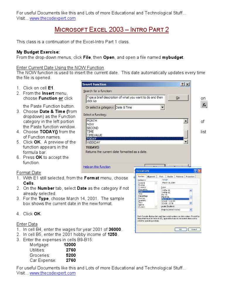 Excel Intro Part 2 | PDF | Microsoft Excel | Menu (Computing)