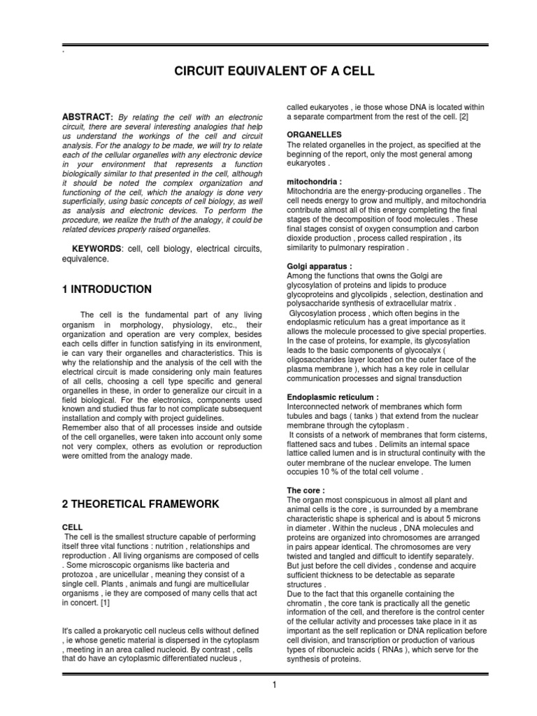 Circuit Equivalent of A Cell | PDF | Cell (Biology) | Cell Membrane