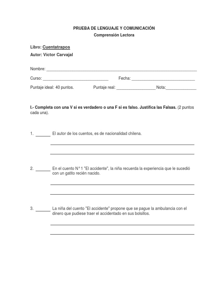 Prueba Libro CuentaTrapos | PDF