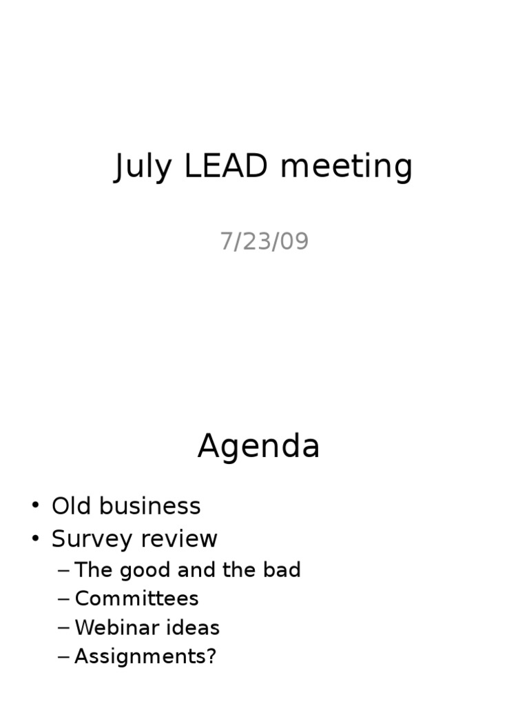 July LEAD Meeting | PDF | Mentorship | Cognition