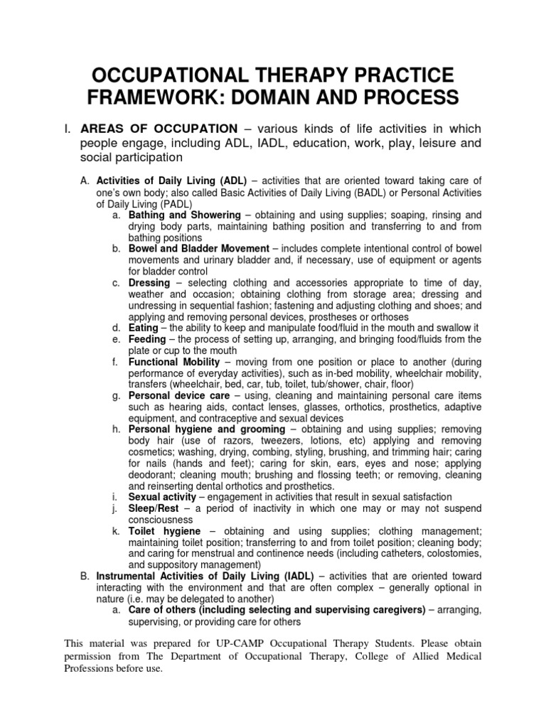 OT Practice Framework | PDF | Occupational Therapy | Habits