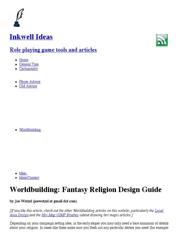Worldbuilding - Fantasy Religion | PDF | God | Religion And Belief