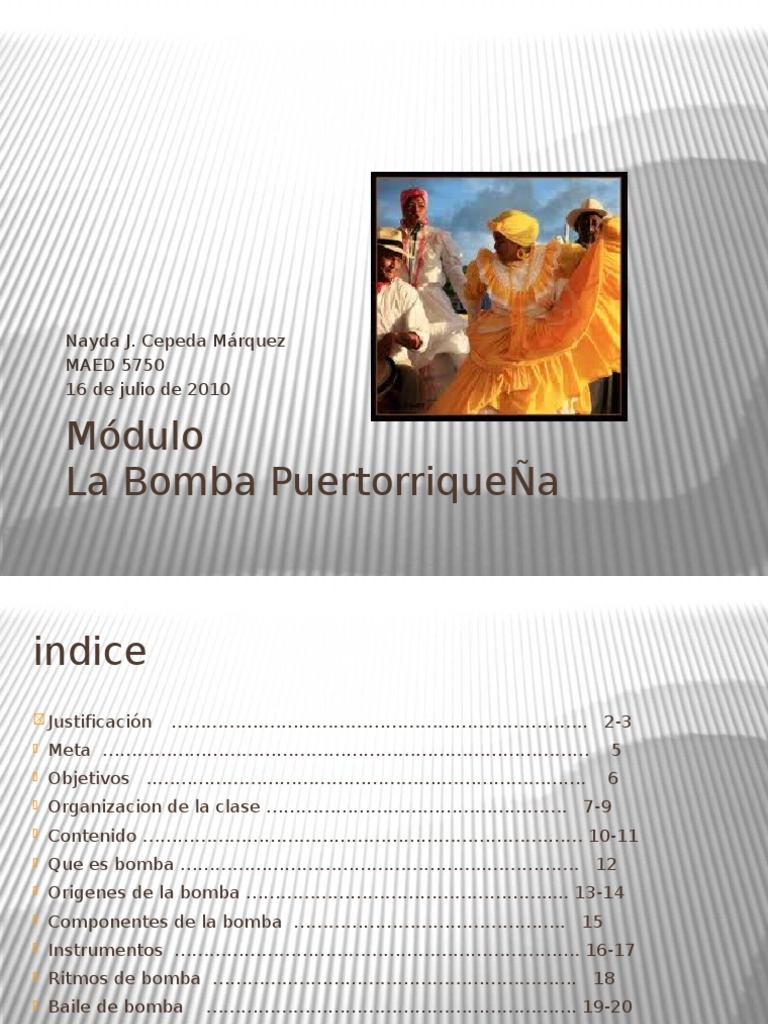 La Bomba Puertorriqueña: Cultura y Baile | PDF | Puerto Rico | Bailes