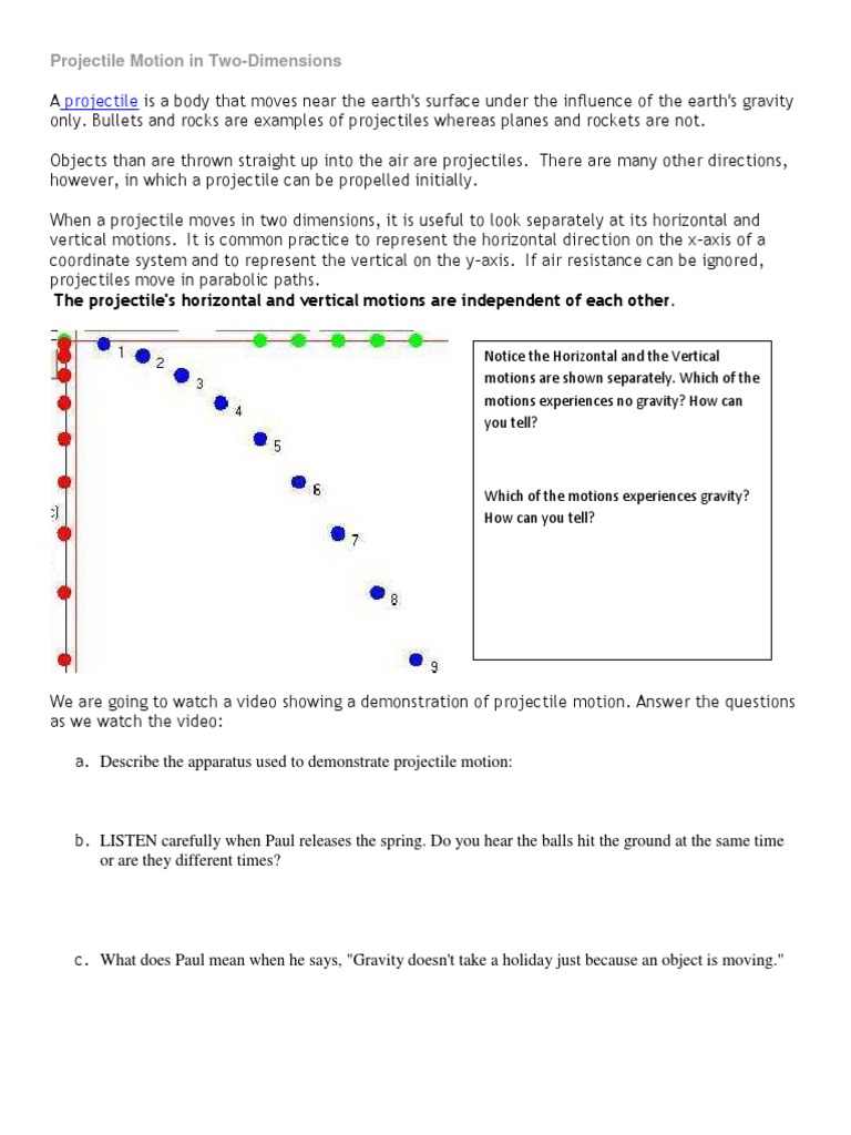 Projectile Motion in Two | Projectiles | Cartesian Coordinate System