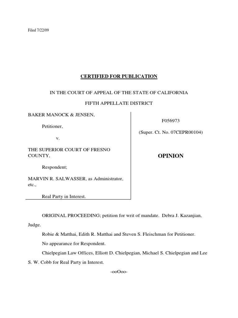 002 Baker Manock&Jensenv Superior Court | PDF | Will And Testament ...