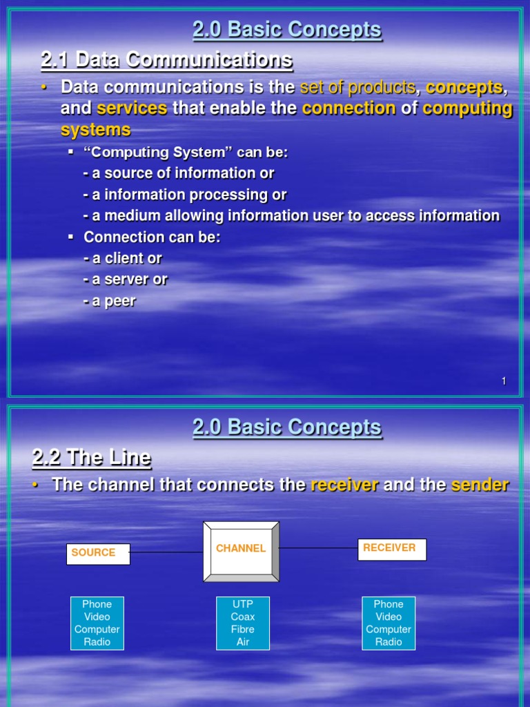 2.1 Data Communications: 2.0 Basic Concepts | PDF | Modulation | Duplex (Telecommunications)