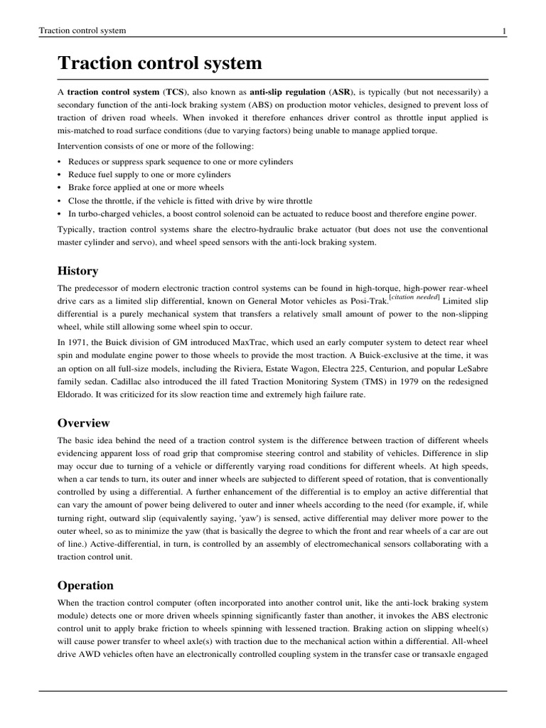 Traction Control System | PDF | Vehicles | Vehicle Parts