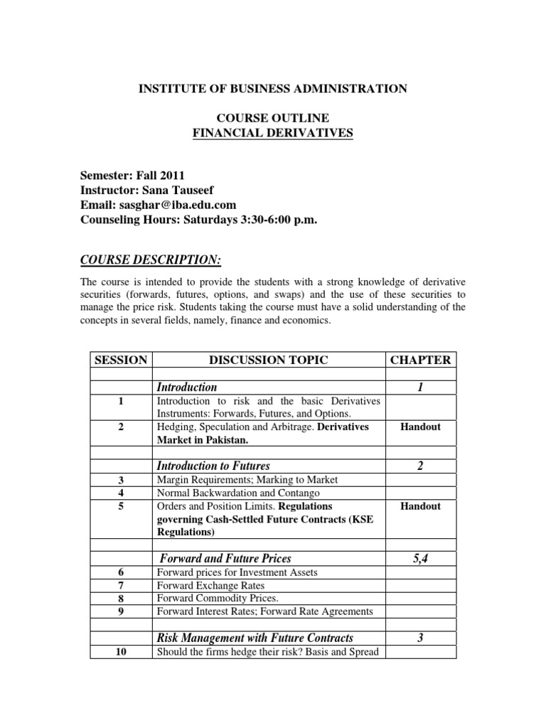Institute of Business Administration Course Outline Financial ...