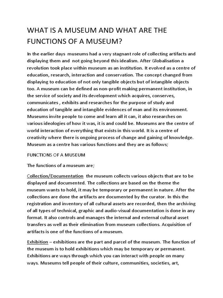Functions and Purpose of Museums | PDF | Museum | Material Culture