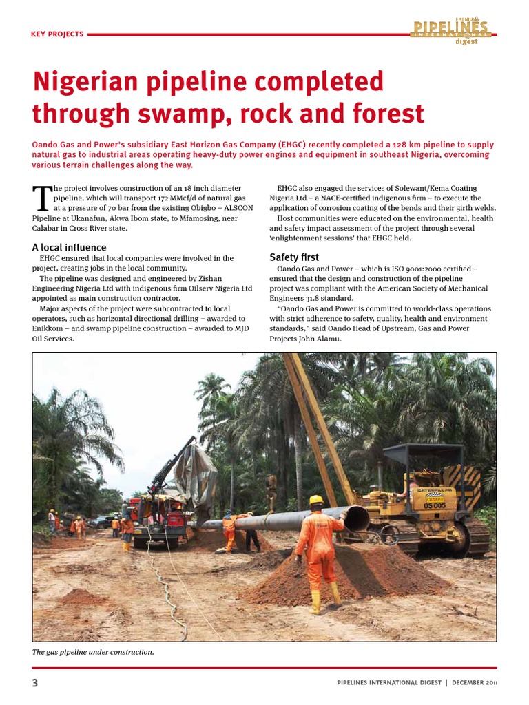 Nigerian pipeline overcomes swamp, rock and forest terrain | PDF ...