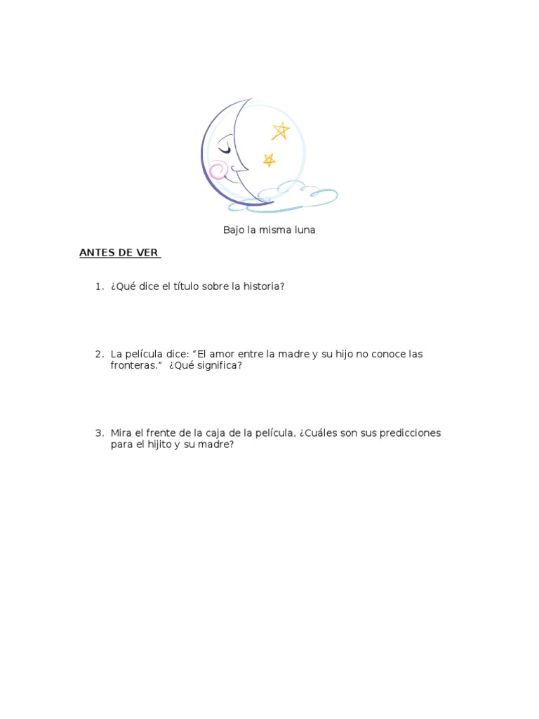 Análisis de "Bajo la misma luna" | PDF