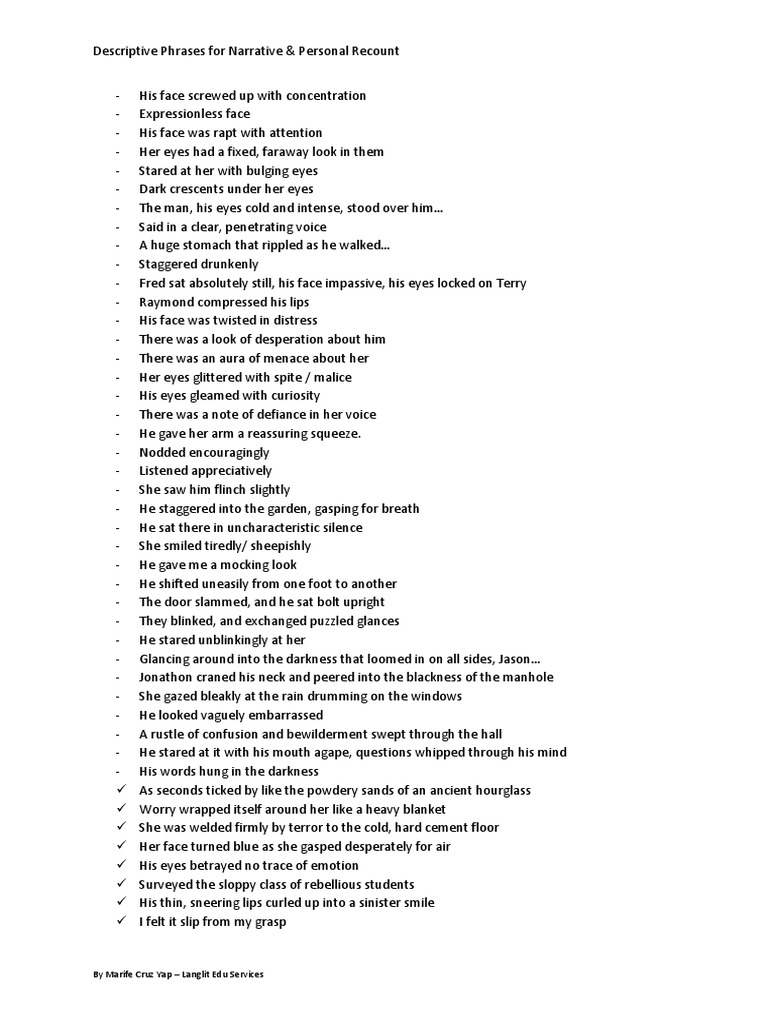 Vivid Descriptions For Essays | PDF