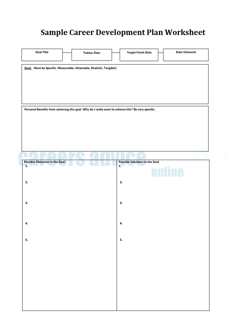 Sample Career Development Plan Worksheet | PDF