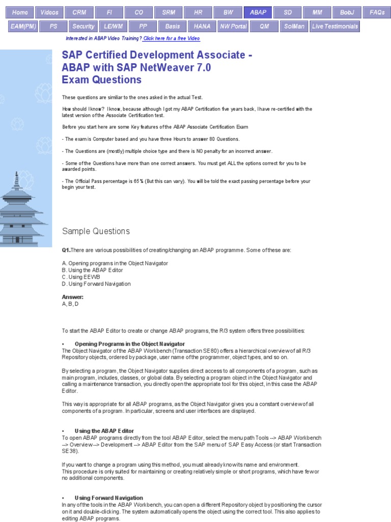 BASIC ABAP Certification Questions PDF | PDF | Control Flow | Subroutine