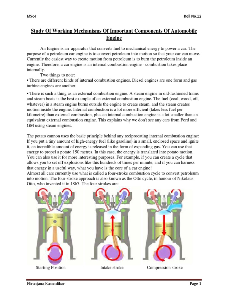 Study of Working Mechanisms of Important Components of Automobile ...