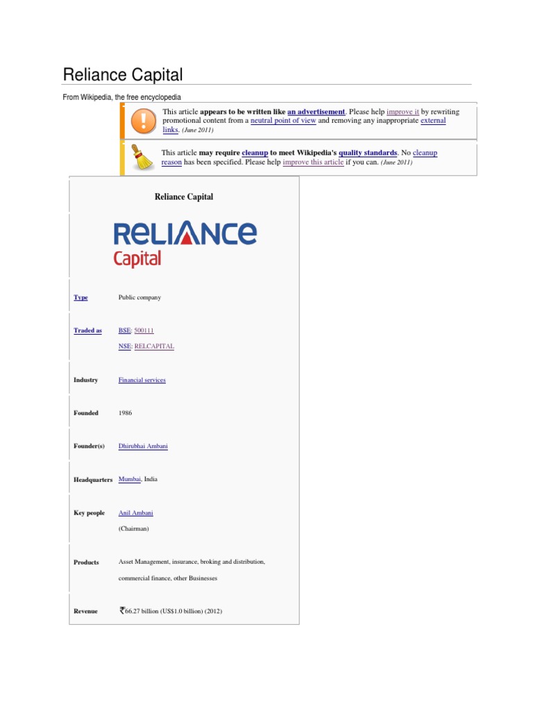Reliance Capital | PDF | Board Of Directors | Internal Audit