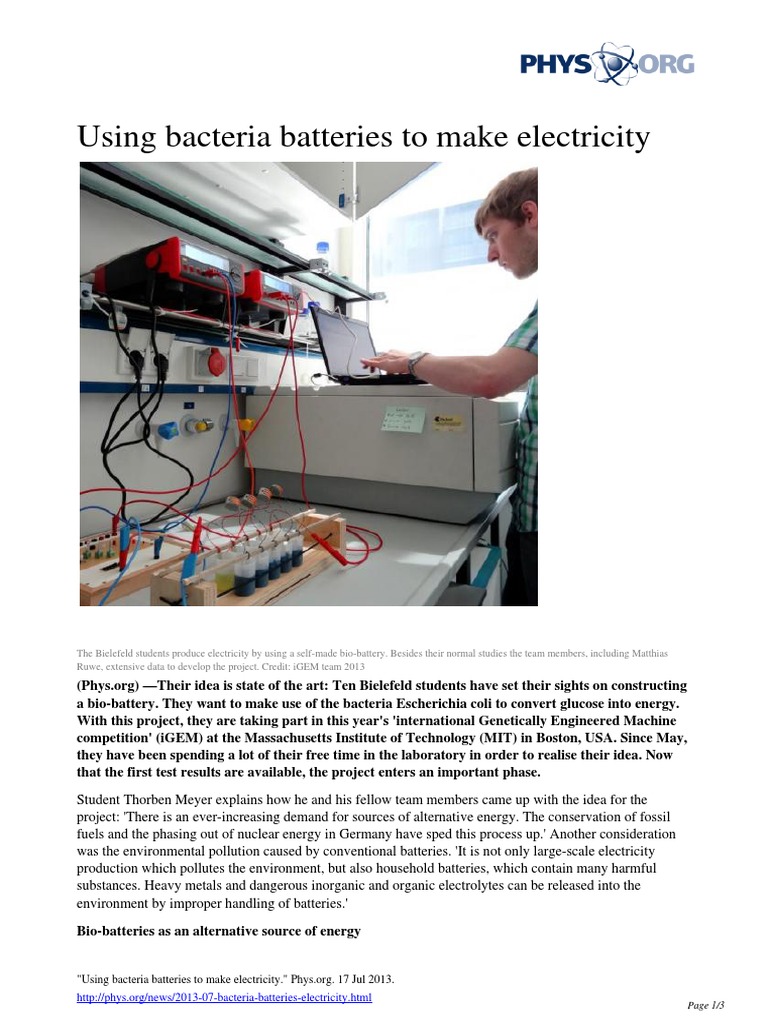 2013 07 Bacteria Batteries Electricity | PDF | Sustainable Technologies ...