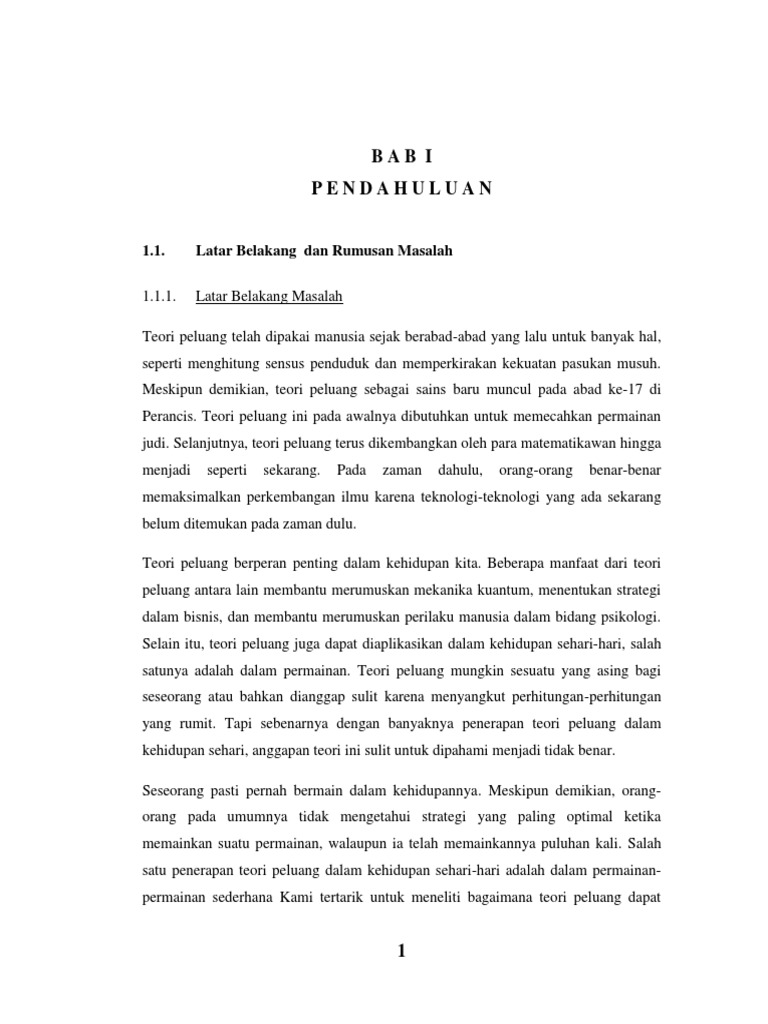 Penerapan Teori Peluang Dalam Permainan Sederhana | PDF | Game ...