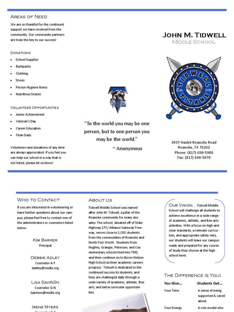 John M. Tidwell: Middle School | PDF