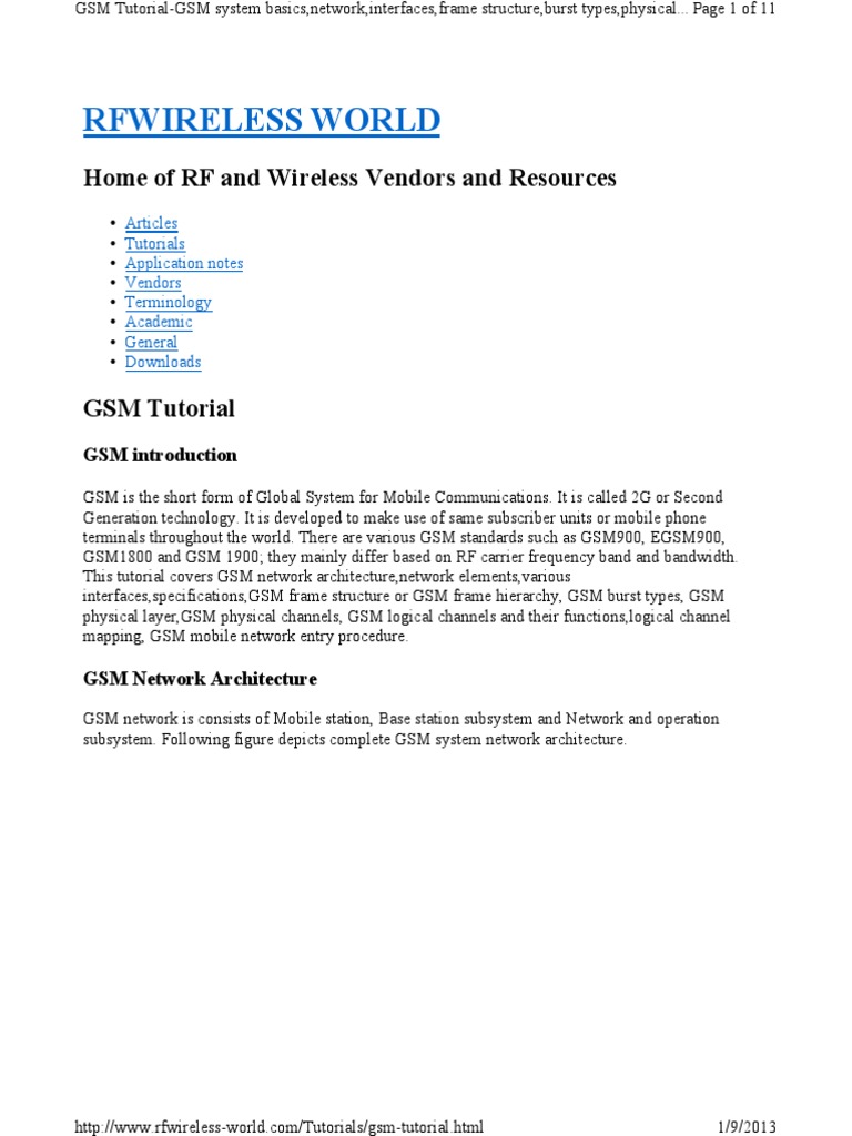 GSM Tutorial | PDF | Gsm | Telecommunications Engineering