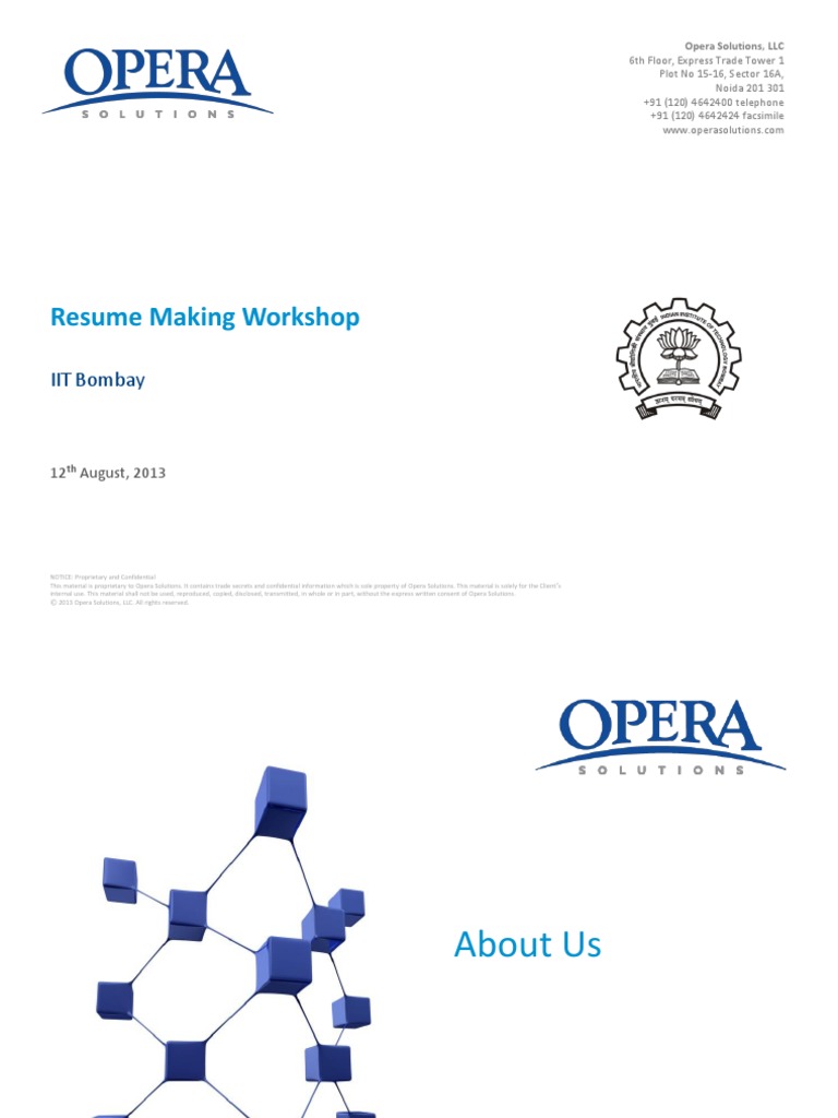 Resume Making Workshop - IIT Bombay - 2013 | PDF