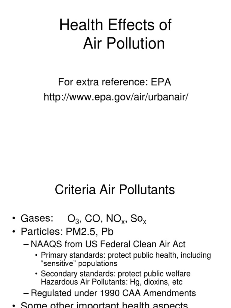 Health Effects of Air Pollution: For Extra Reference: EPA | PDF | Air ...