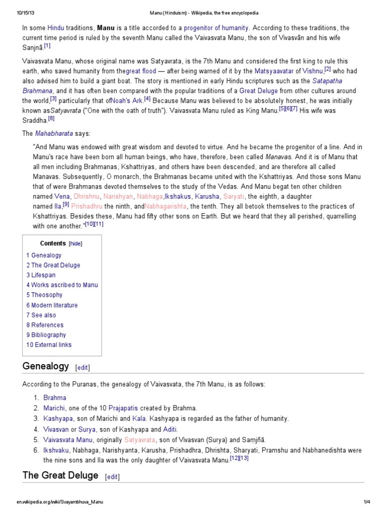 Manu (Hinduism) | PDF | Hindu Philosophy | Indian Religions