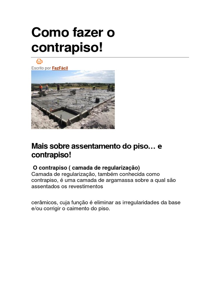 Como construir um contrapiso resistente e durável para pisos cerâmicos ...
