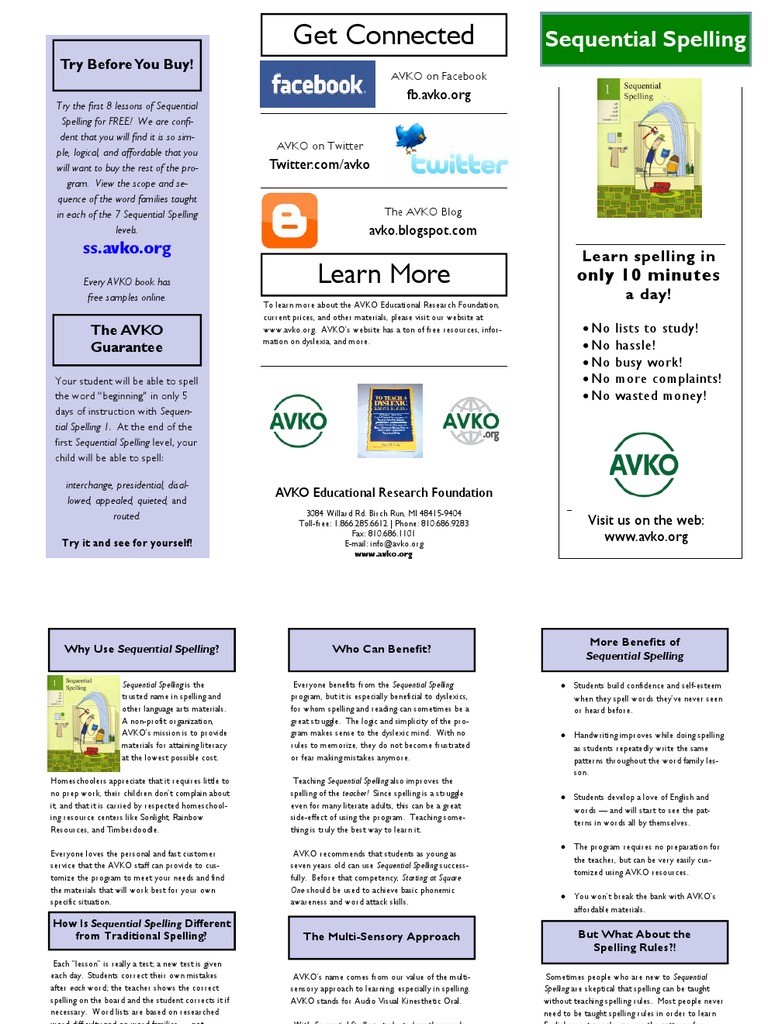 Sequential Spelling Brochure | PDF | Literacy | Spelling