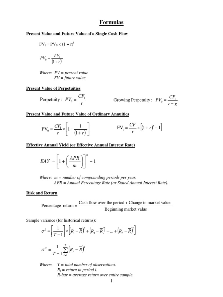 Formulas: FV PV × (1 + R) | PDF