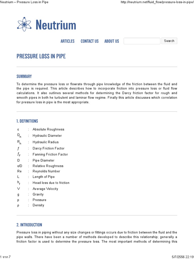 Friction Factor | PDF | Reynolds Number | Gas Technologies