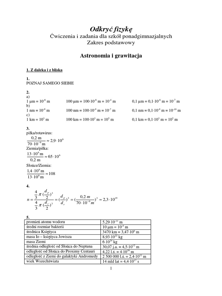 Odkryc Fizyke Cwiczenia I Zadania Odpowiedzi | PDF