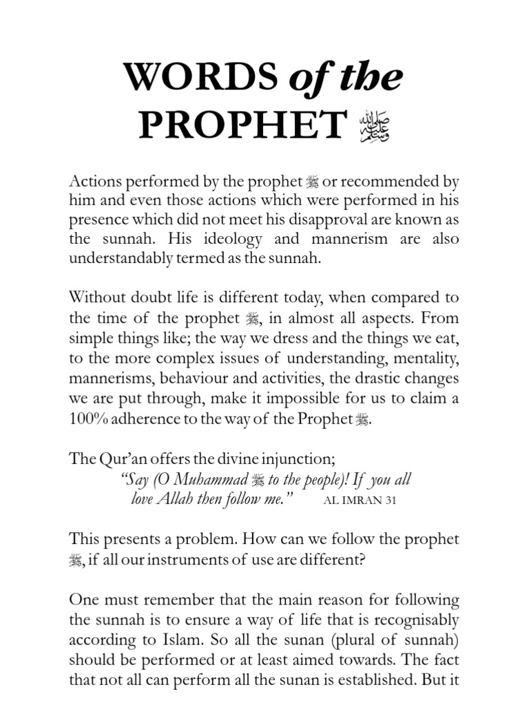 Words of The Prophet Muhammad Pbuh | PDF | Muhammad | Prophets And ...