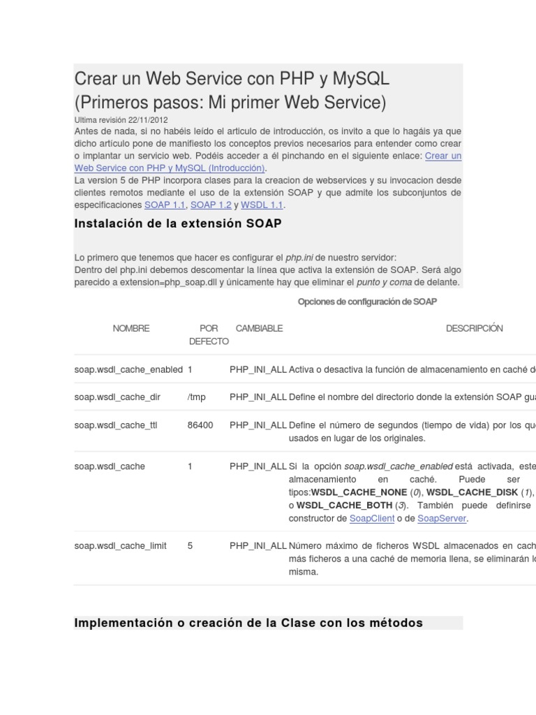 Crear Un Web Service Con PHP y MySQL | Descargar gratis PDF | Jabón | Php