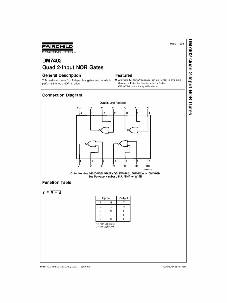 Datasheet TTL 7402 | PDF | Science | Electronics