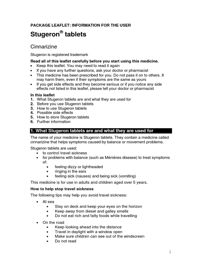 Stugeron Dosage | PDF | Tablet (Pharmacy) | Nausea