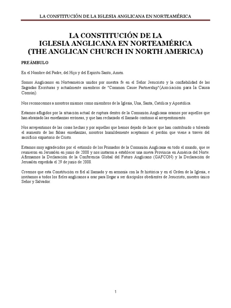 Constitución Iglesia Anglicana en Norteamérica 13-01 | PDF | obispo ...