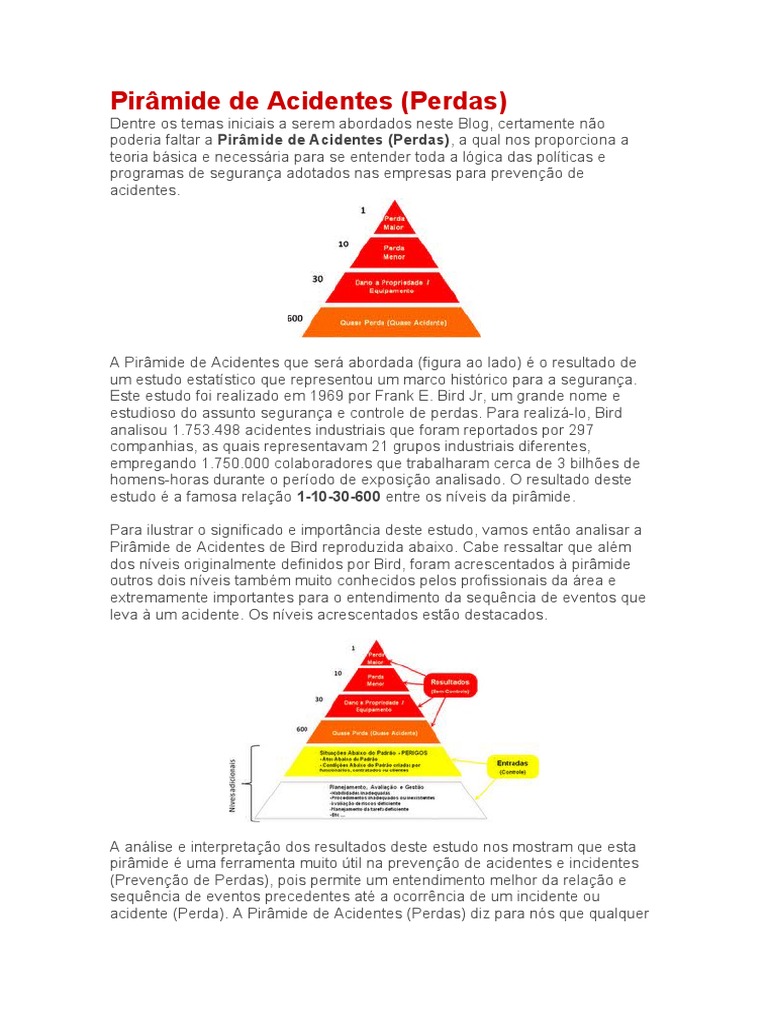 Pirâmide de Acidentes | PDF | Probabilidade | Planejamento