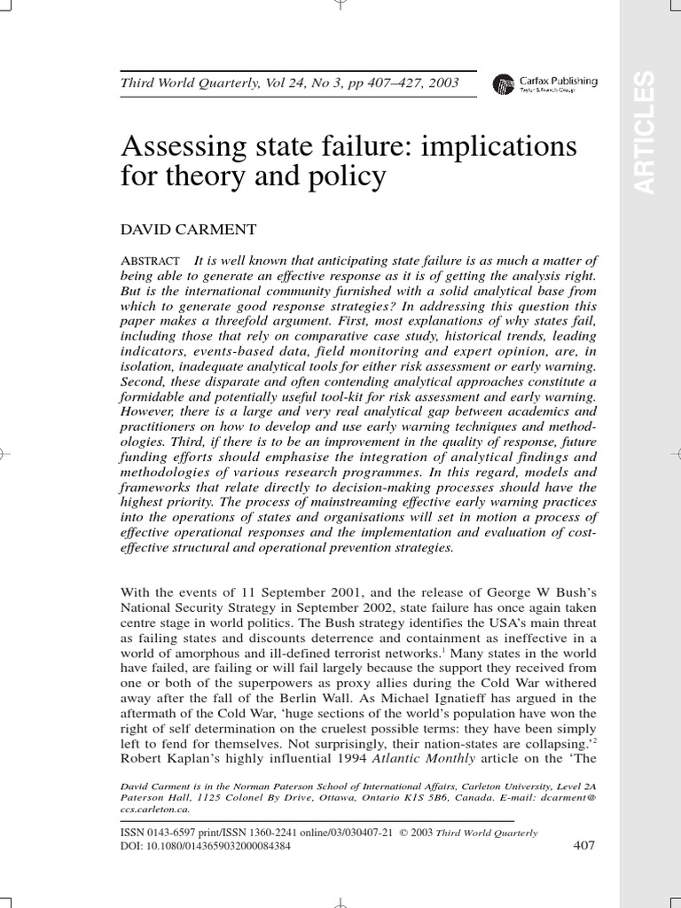 Assessing State Failure | PDF | Failed State | Violence
