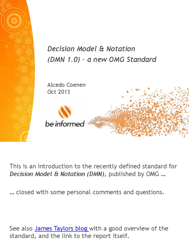 Introduction To OMG's New Standard DMN 1.0 | PDF | Knowledge ...