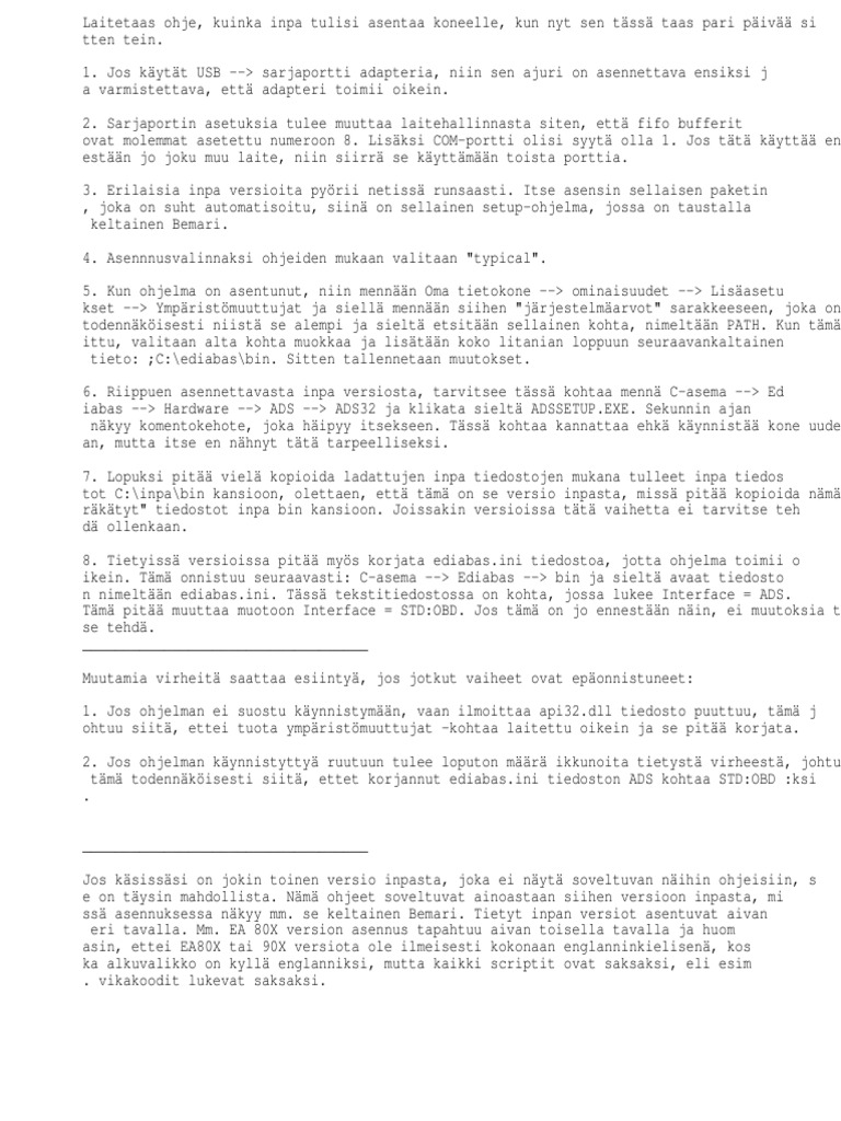 Inpa Ohje 1 | PDF