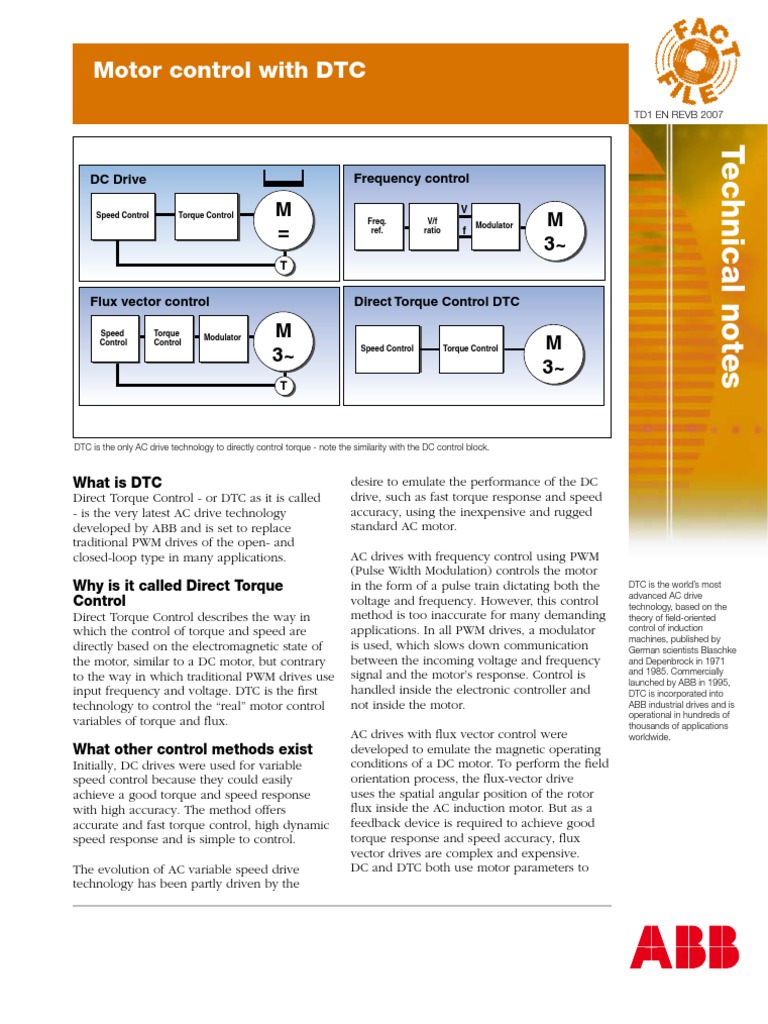 Factfiletd1 Motor Control With DTC Revb en Lowres | PDF | Electric ...